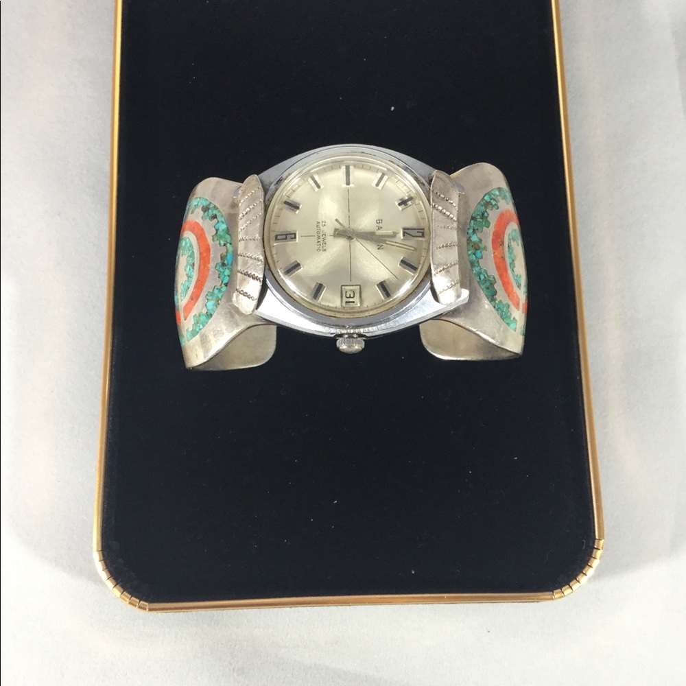 Vintage Baron Automatic Watch With Turquoise & Coral … - Gem